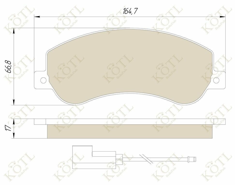 Колодка тормозная FORD Transit 330/350 2006->, VW Amarok 2010-> с датчиком износа (к-т 4шт) перед
