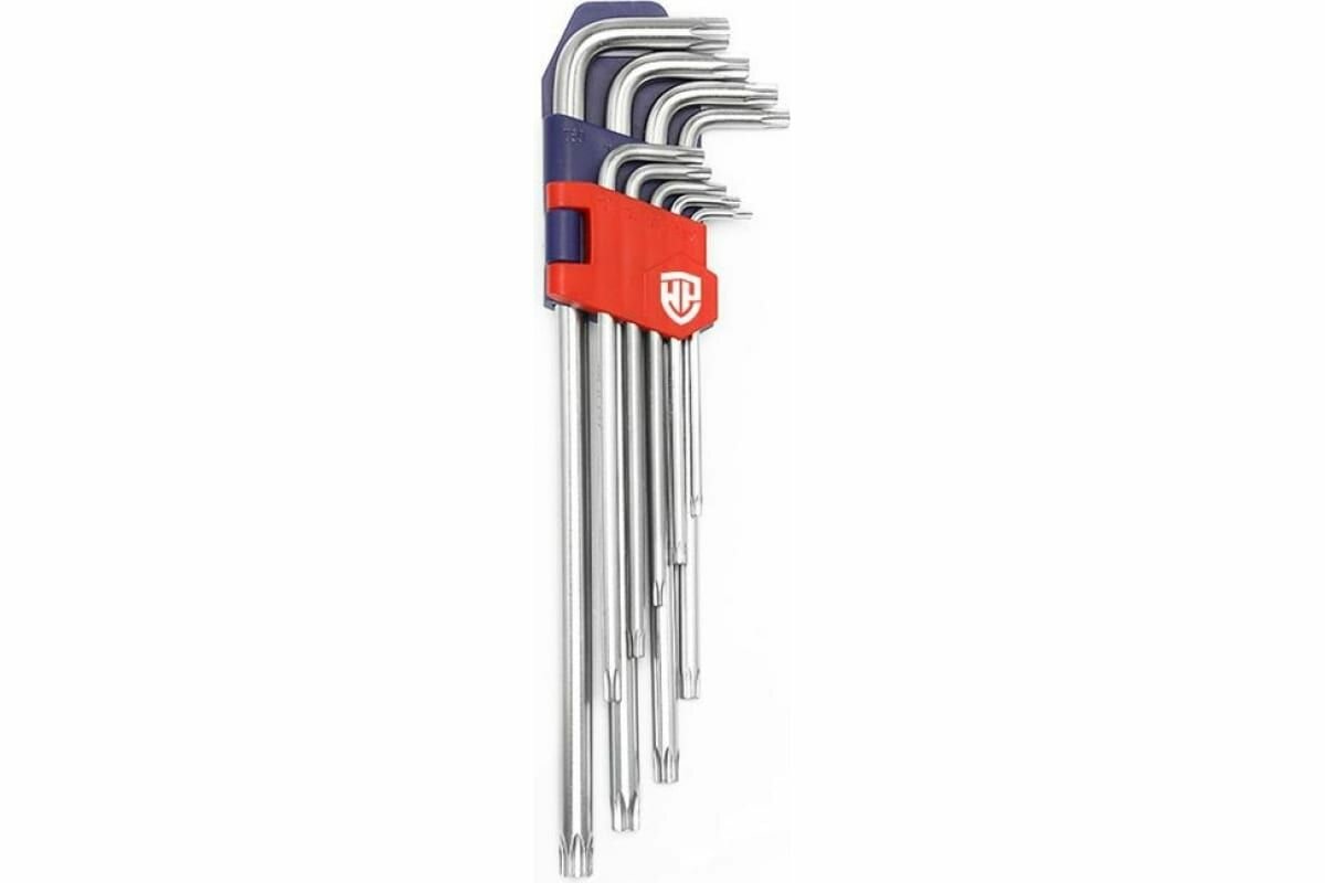Набор Г-образных удлиненных ключей WORKPRO TORX с отверстием 9шт WP222003