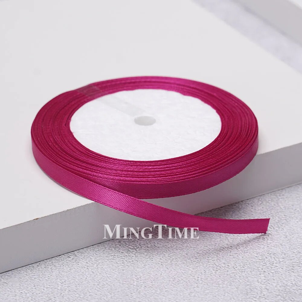 Атласная лента SUMMERTREE золотисто-зеленая 22,8 м Розовый, Rose red