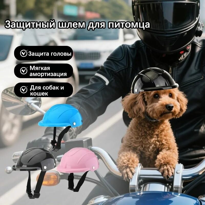 Стильный защитный шлем для собак и кошек PetHelmet. Мотошлем, безопасность, регулируемый, дышащий. Ветрозащитный шлем для прогулок на самокате, велосипеде M