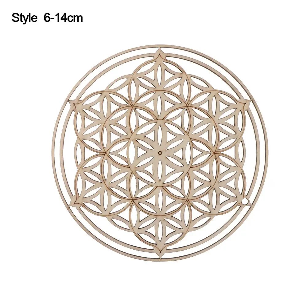 Деревянный декор цветок жизни, бежевый, Style 6-14cm