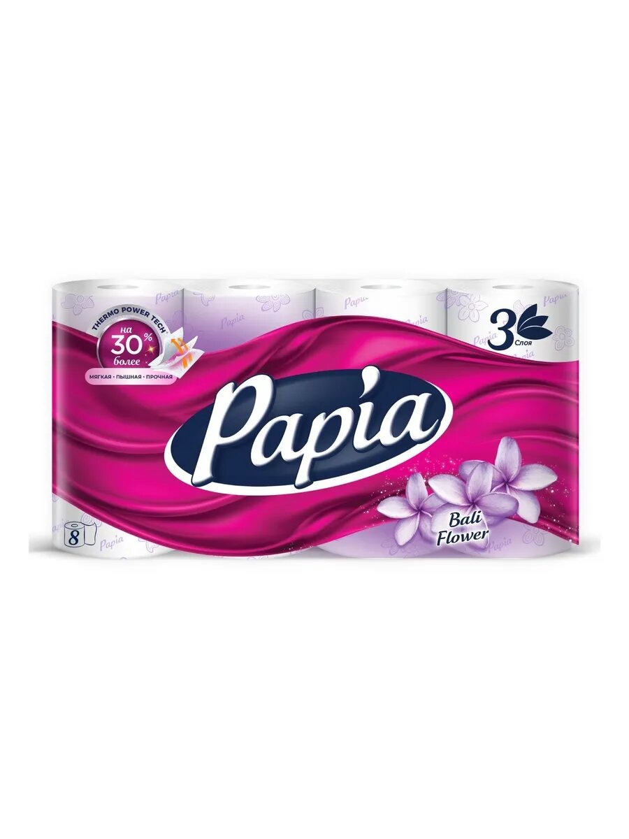 Туалетная бумага Papia Bali Flower 3 слоя 8 рулонов