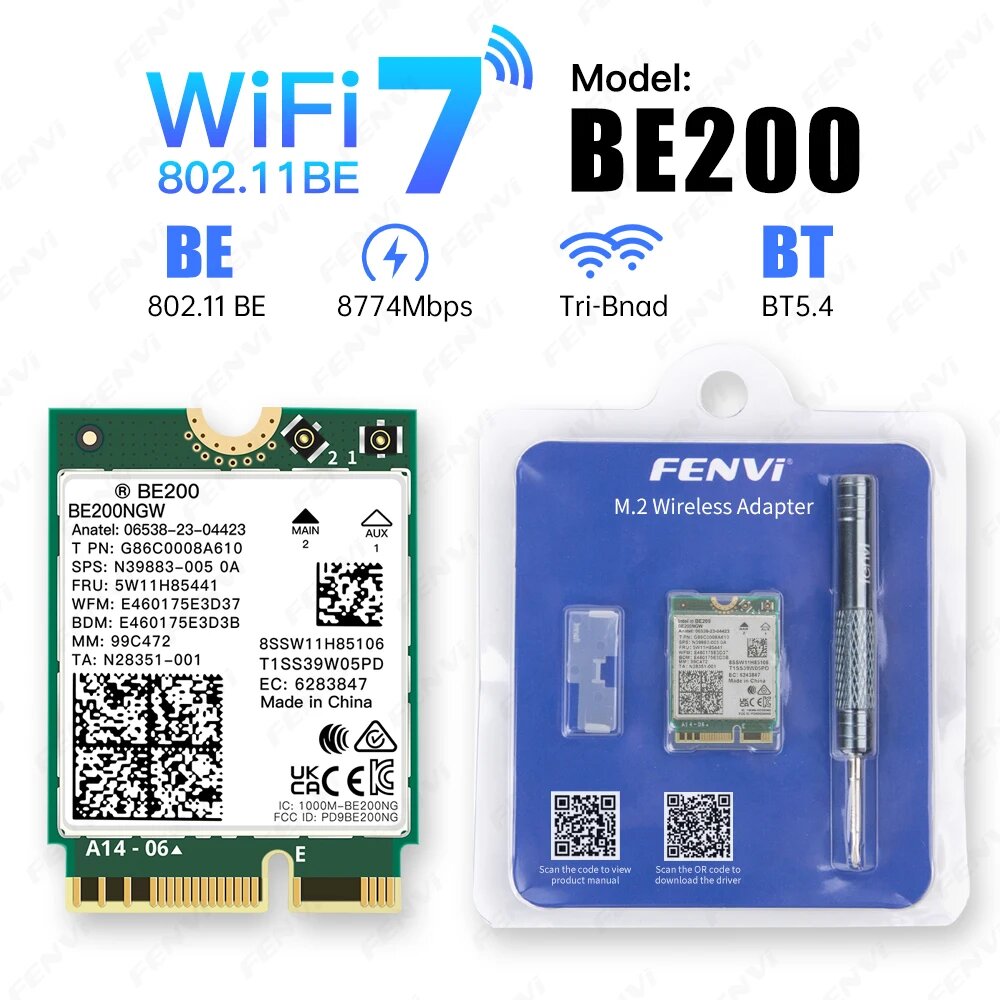 Fenvi 8774 Mbps WiFi 7 сетевая карта Bluetooth 5.4