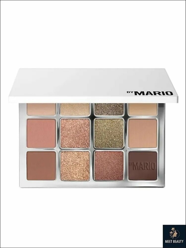 Палитра теней MakeUp By Mario Neutrals, 12 оттенков, матовая, цементно-землистая и натурально-бежевая