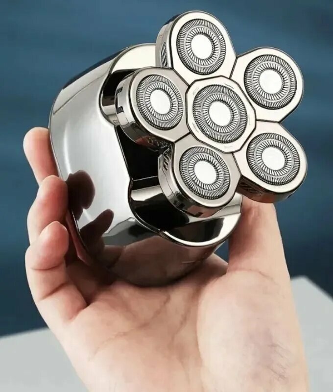 Электробритва для лица и головы good xpower pro skull shaver silver professional 6 в 1 с дисплеем и индикацией бритвенный набор всё в одном-KENE