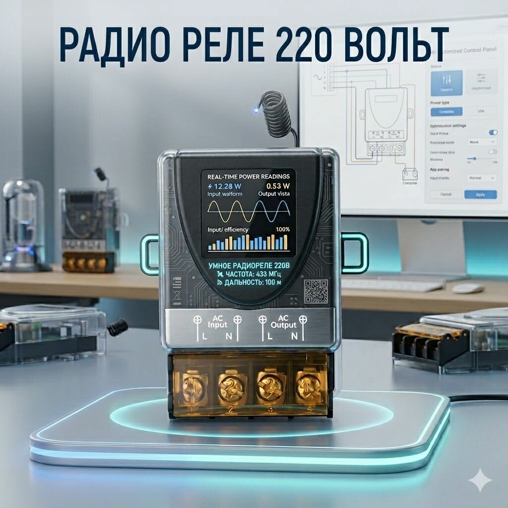 Радио реле 220 В 433 МГц 30А для освещения, насоса, автополива, тельфера, без радио пульта.