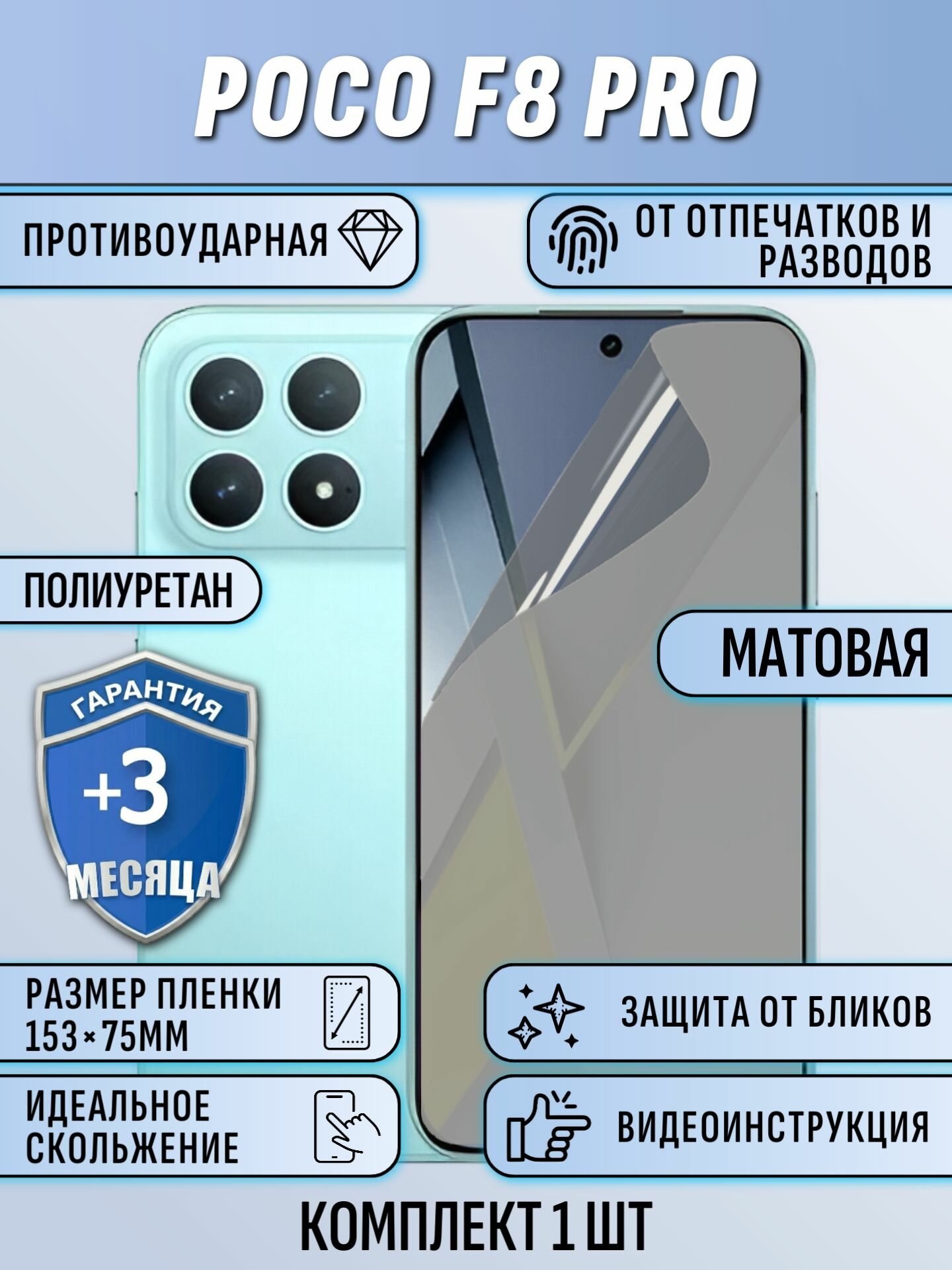 Гидрогелевая пленка POCO F8 PRO матовая
