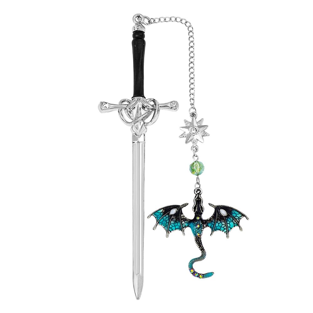 Металлические закладки «Меч Дракона» Изумрудный, dragon bookmark4