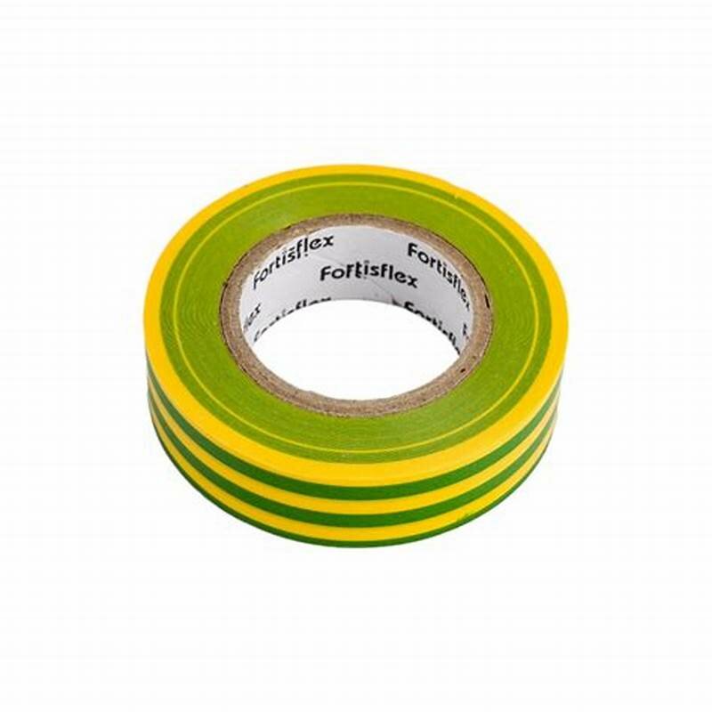 Изолента ПВХ 15 × 0,15 × 10, жёлто-зелёная (Fortisflex)