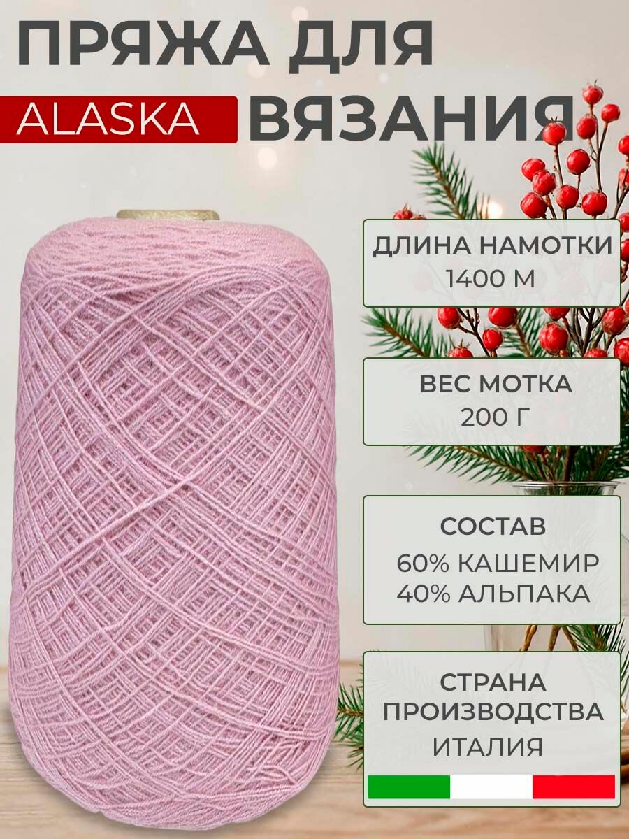 Пряжа бобинная Filcom Alaska кашемир с альпакой, 200 г / 1400 м, цвет фиалковый