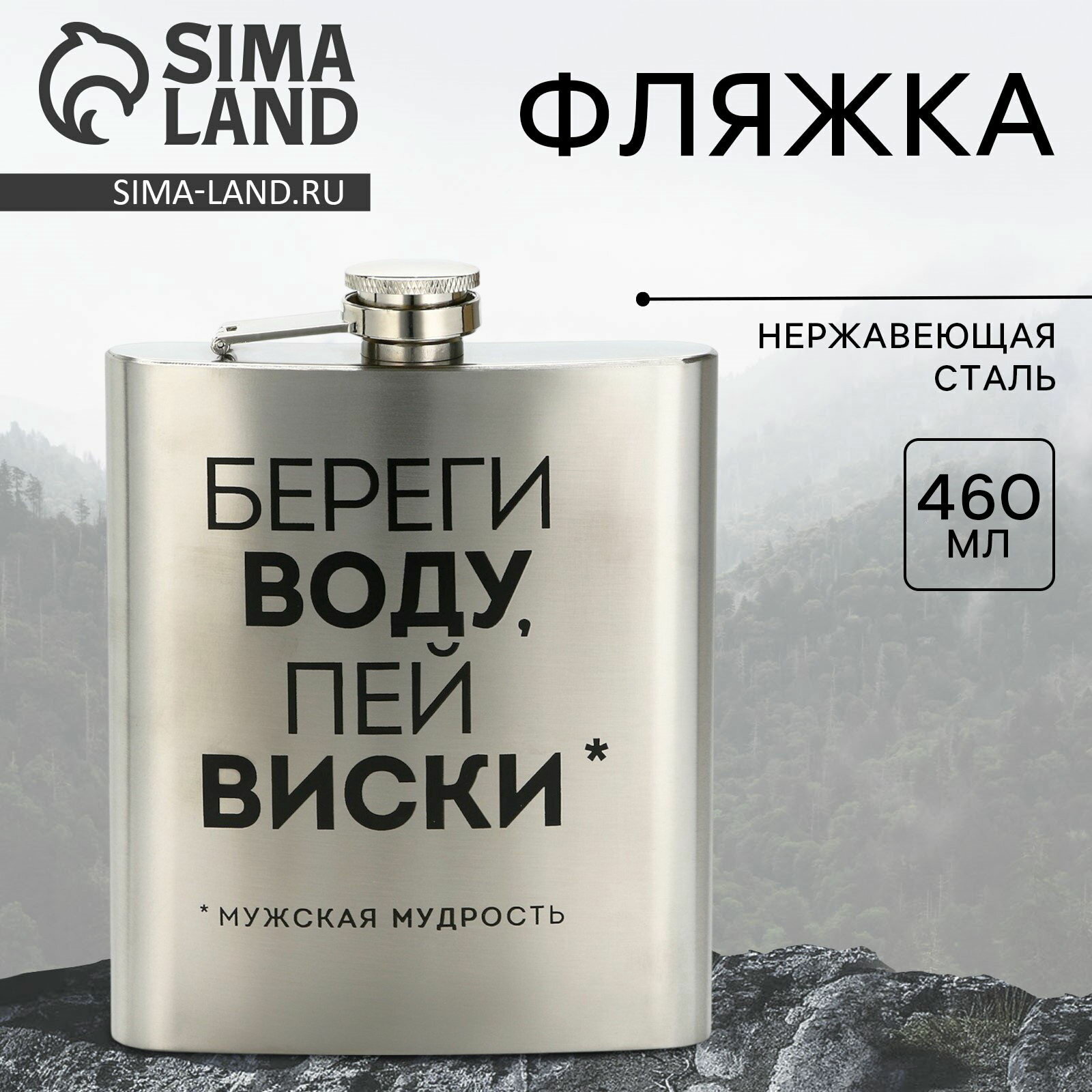 Фляжка "Мудрость", 460 мл, серебристая, цвет: серебристый, особенности: без особенностей