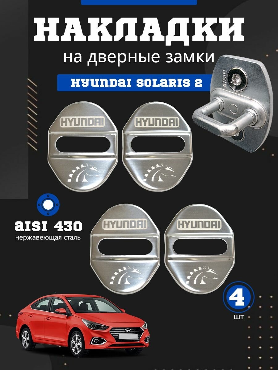 Нaклaдки на петли замков дверей для Hyundai Solaris 2 (2017-2022)