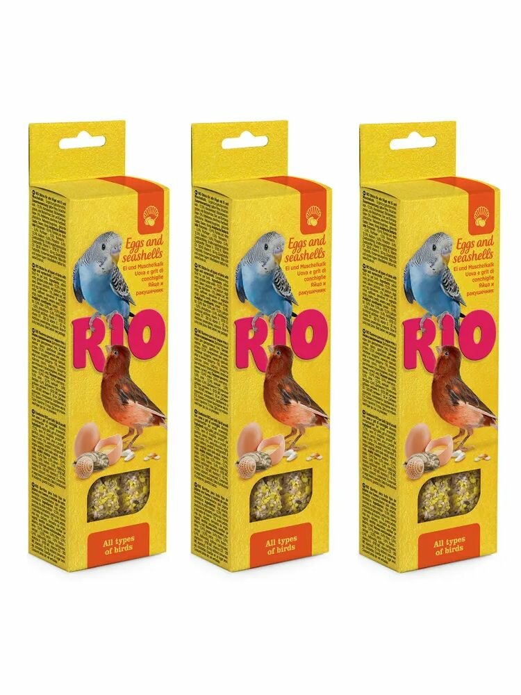 RIO Лакомство для птиц, палочки с яйцом, медом и ракушечником, 2 шт х 40 гр, 3 уп