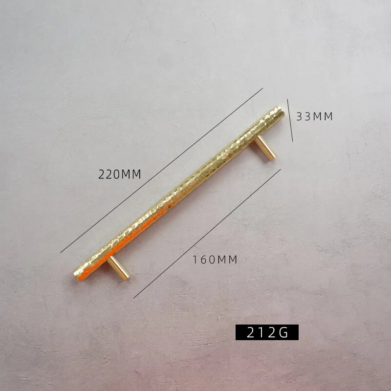 Ручка для шкафа латунная скандинавская Hammer pattern 160mm