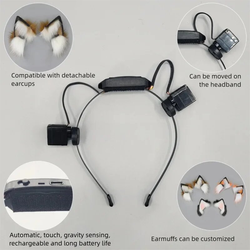 Электрические повязки на голову с ушками животные Черный, Hairband Frame