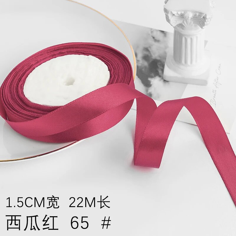 Атласная лента 1,5 см 22 м, Watermelon Red