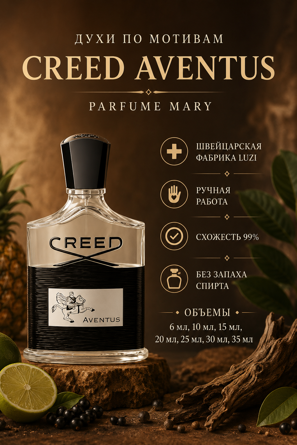 Духи масляные ручной работы по мотивам Creed Aventus, Крид авентус 10 мл стойкие насыщенные