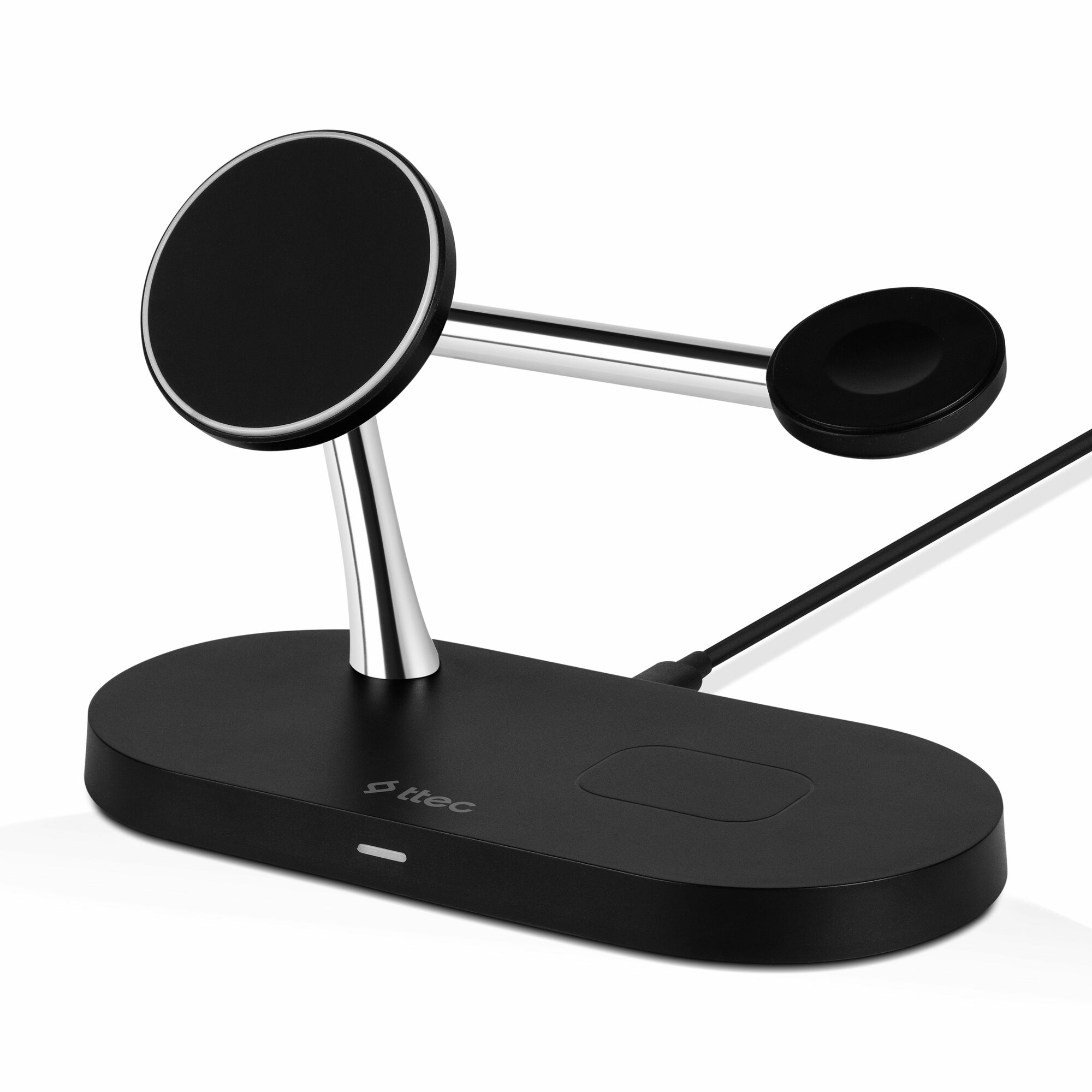 Беспроводная зарядная станция 4-в-1 TTEC AirCharger Quattro M MagSafe Competitible 4in1 iPhone + Apple Watch + AirPods Wireless Fast charger with LED light. Цвет: черный