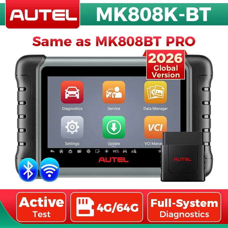 Диагностический инструмент Autel MaxiCOM MK808KBT, аналогичный сканеру MK808BT Pro OBD2, активный тест, диагностический сканер FCA AutoAuth