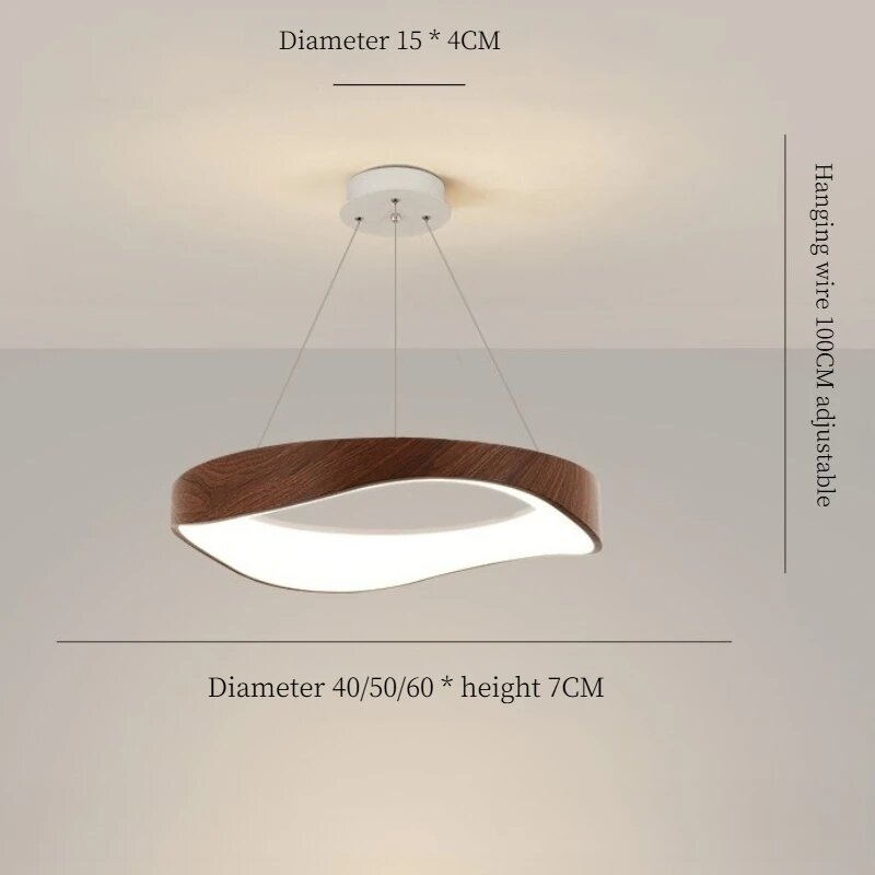 Подвесные светильники Claeted PZ-P5001 с текстурой дерева Walnut, White Light, Dia.40cm