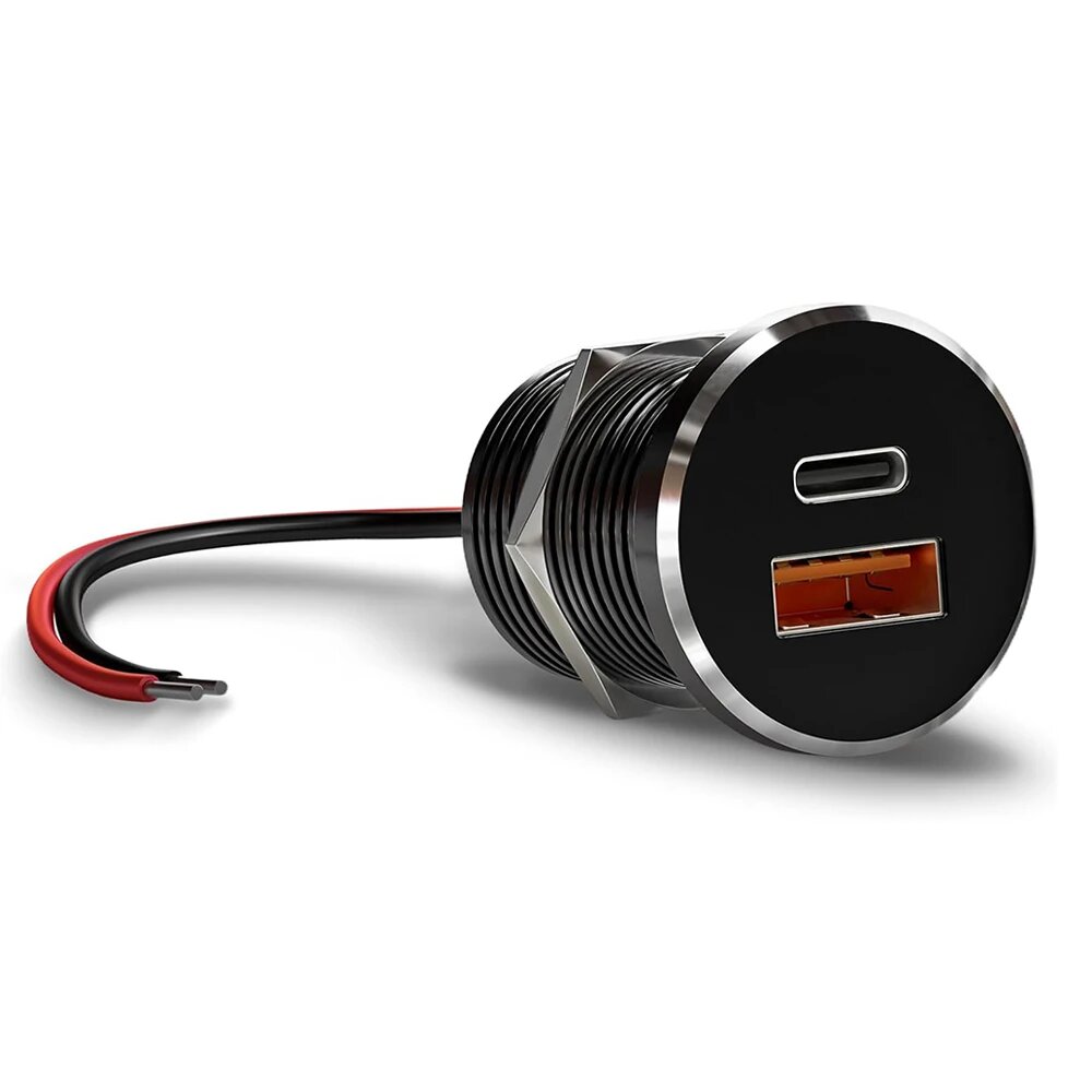 Комплект из 1-2 мини-розеток 66 Вт 12 В с USB-портами PD 30 Вт Type-C и QC3.0 36 1-Pack-66W-Outlet