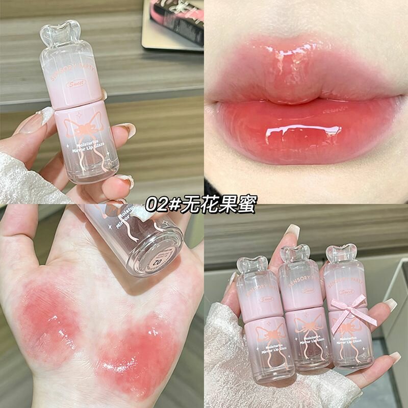Блеск для губ Sensory Party Butterfly Soft Honey Mirror Lip Glaze 2.5 г, глянцевый финиш, увлажняющий, 6 оттенков: серо-розовый, инжирный, оранжевый, чайный, красный, персиковый, Инжирный