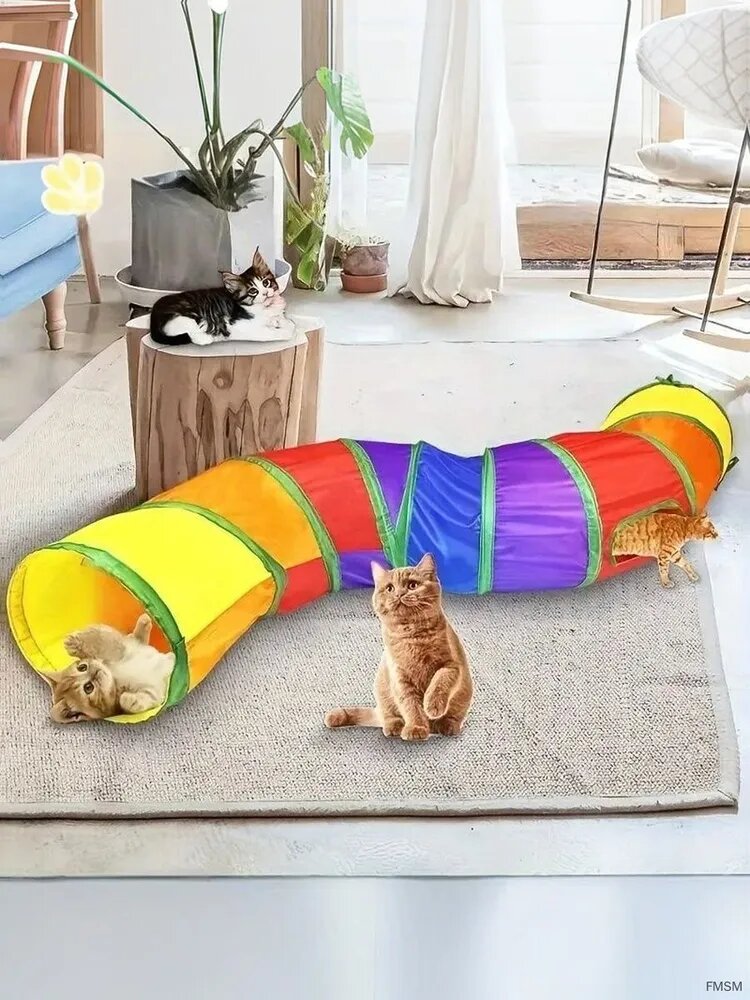 Радужный туннель Для самостоятельных игр кошек Складной туннель для кошек