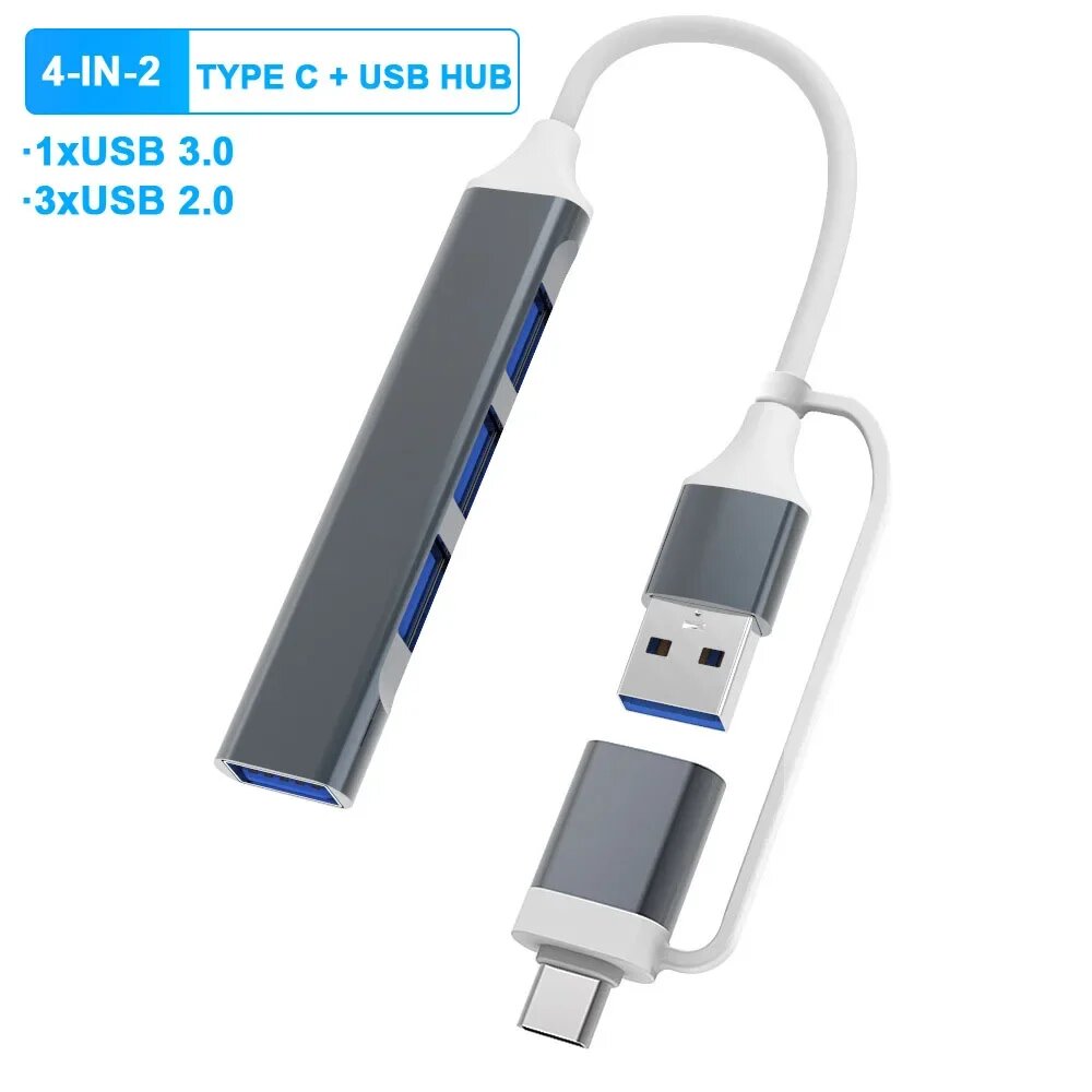 Kebidumei USB Hub 8 портов 4-IN-2