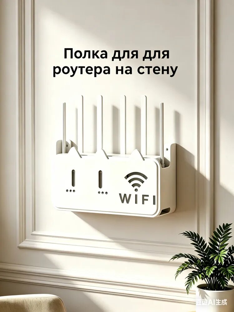Полка для роутера Настенная Прямая, 25х6х15 см, 1 шт.