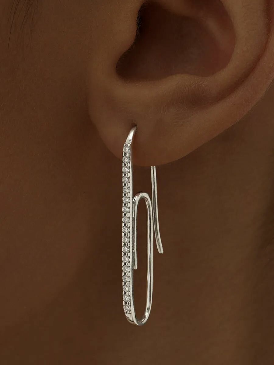 Серьги, 925 проба, фианит