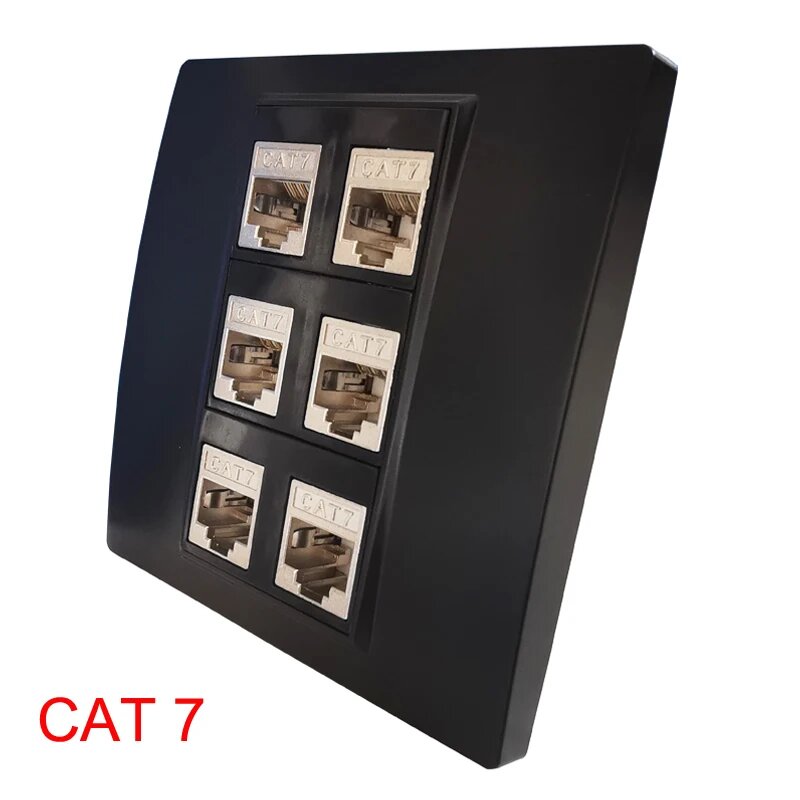 CAT7 6-портовая сетевая панель, черная