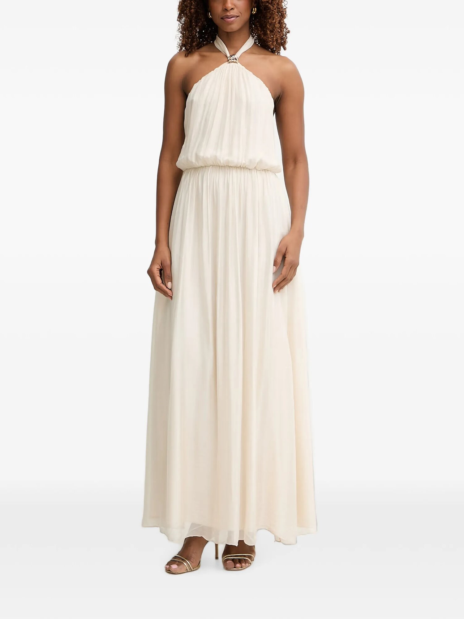 Платье Halterneck pleated maxi dress