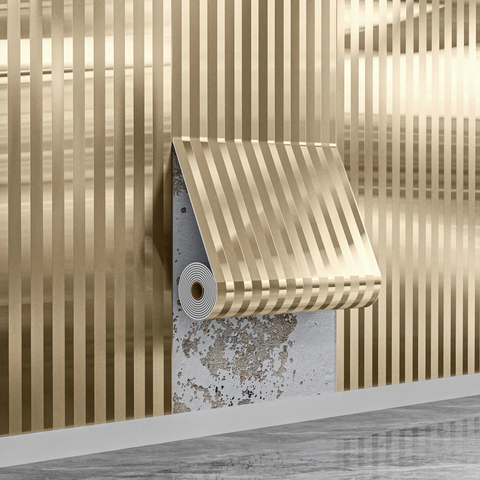 Металлические золотые самоклеящиеся обои Желтый, Gold