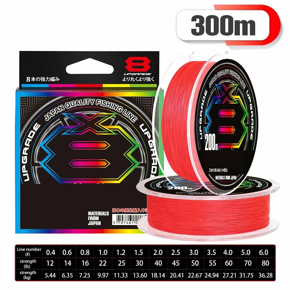 ZUKIBO X8 Red Colorfast леска 1.2, 25LB, 300м
