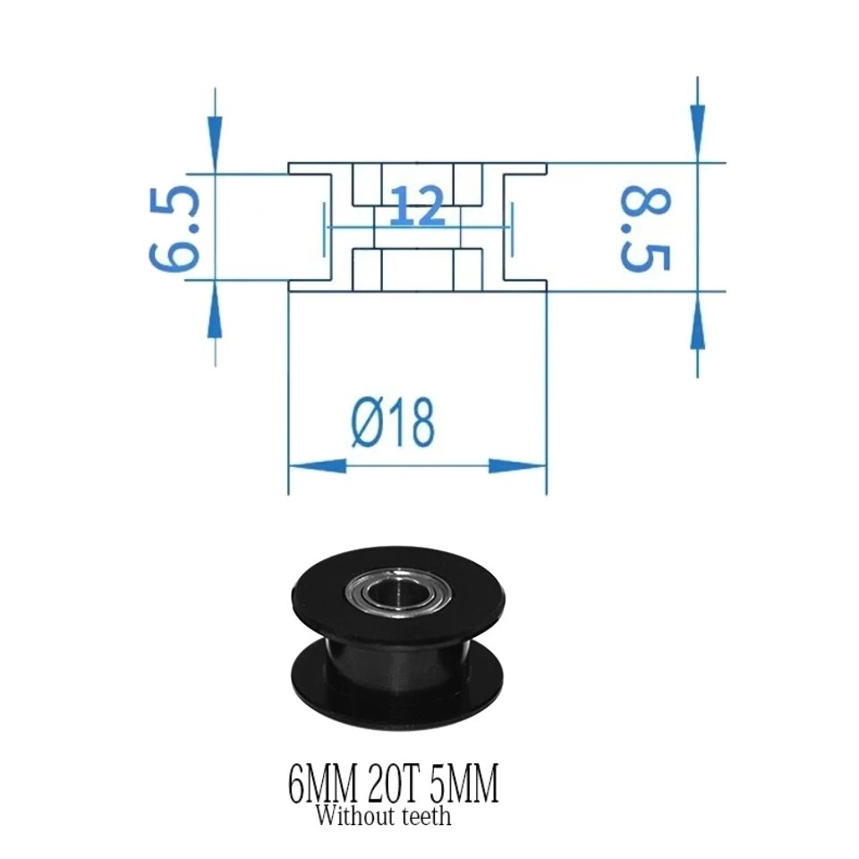 Натяжной шкив 6MM 5MM 20T GT2 для 3D-принтера