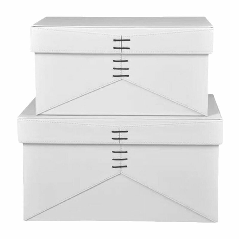 Кожаная коробка для хранения, белая, 32x21x19 см, вместительная для шкафа, органайзер для гардероба, декор для дома