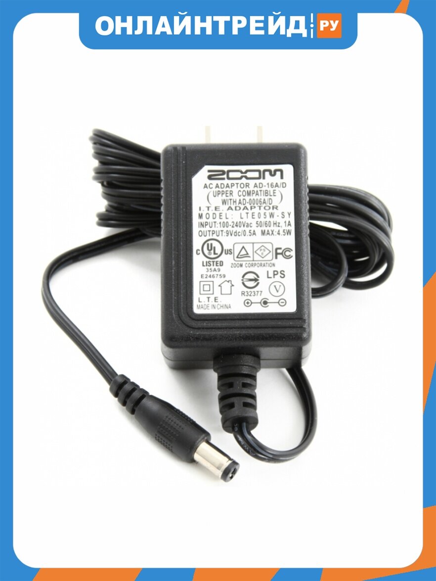 Блок питания Zoom AD16E для педалей и процессоров. 9V/500 mA