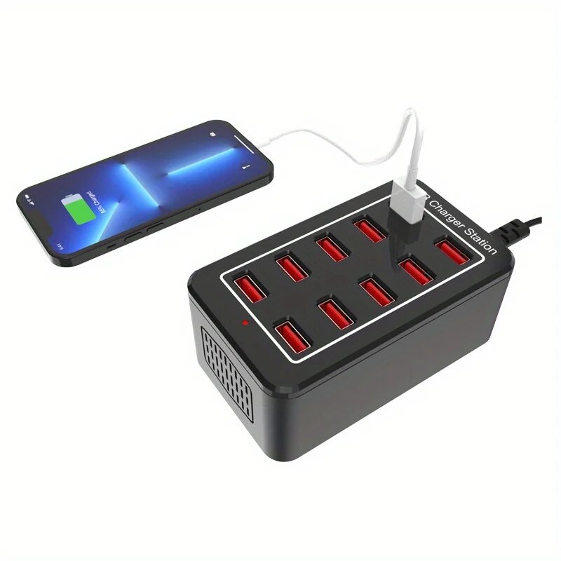 Умная USB-зарядная Станция На 20/30 Портов, 100/150 Вт Черный, 10 Ports 40W, Korea Plug