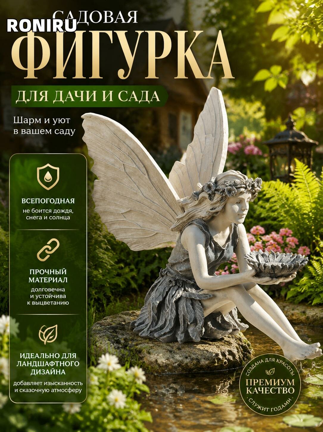 Садовая фигурка для дачи и сада — прочный уличный декор, устойчивая к дождю, снегу и солнцу, для ландшафтного оформления