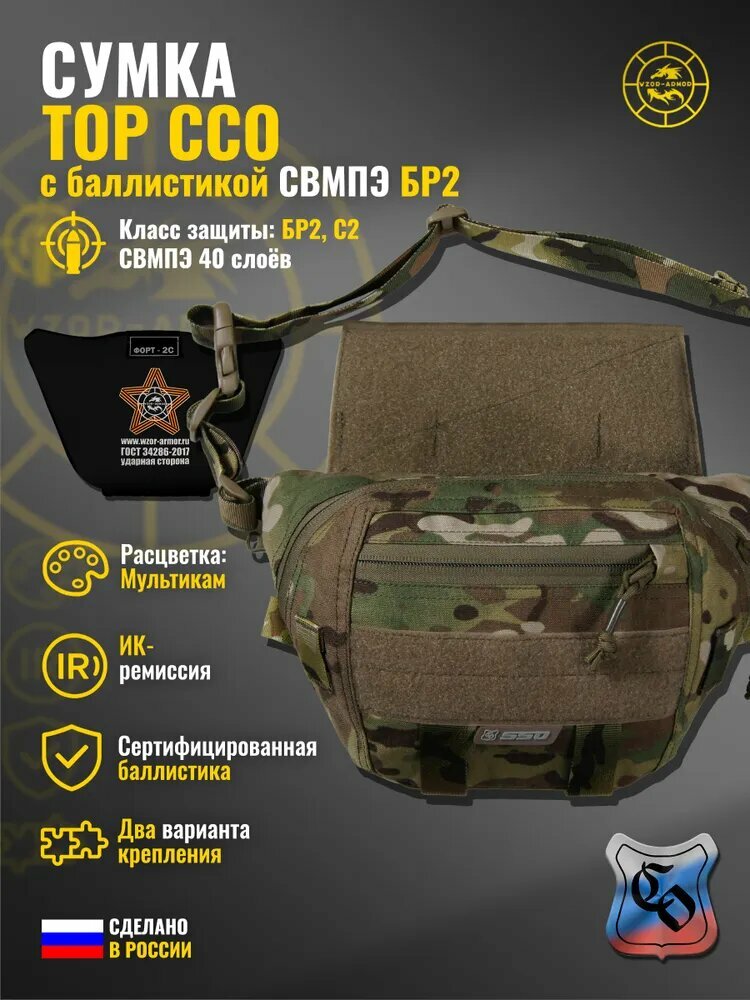 Напашная утилитарная сумка ТОР ССО с баллистикой свмпэ бр2 WZoR-Armor, (мультикам)
