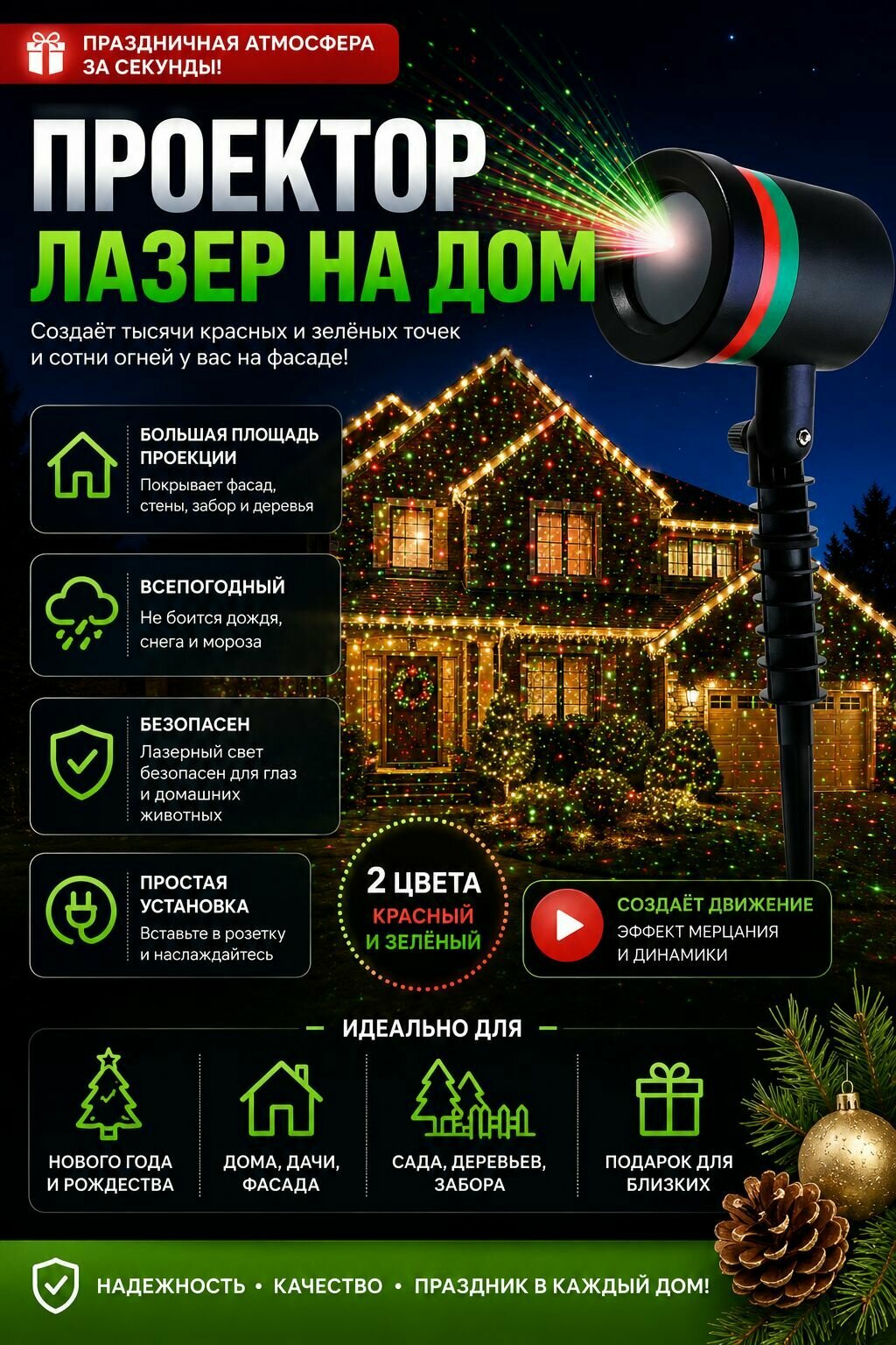 Лазер проектор для дома светодиодный