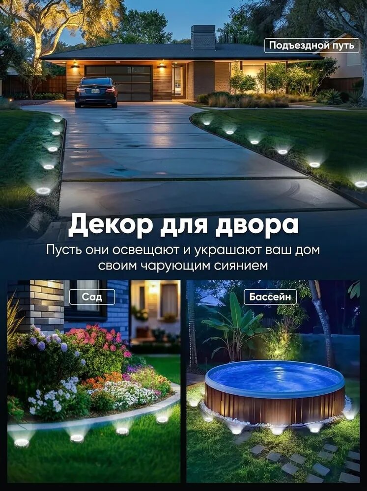 Светильник садовый на солнечной батарее, IP65, 4 шт. — фото 1