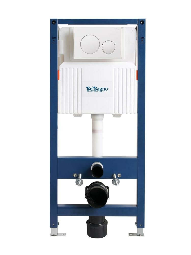 Инсталляция для унитаза BelBagno BB-101-M-BC с бачком и белой кнопкой смыва