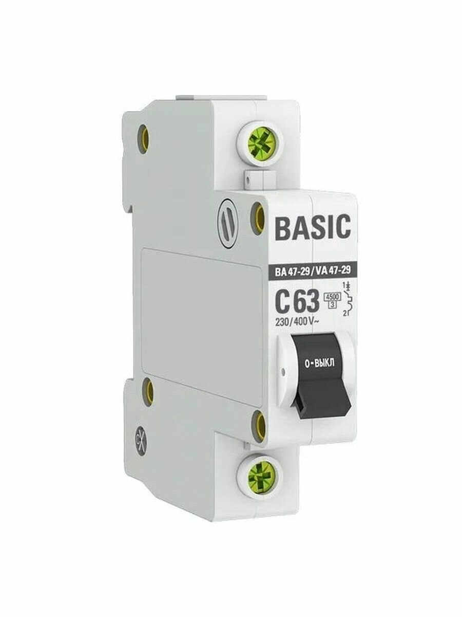 Автоматический выключатель ВА 47-29 1P 63А (C) 4,5кА BASIC