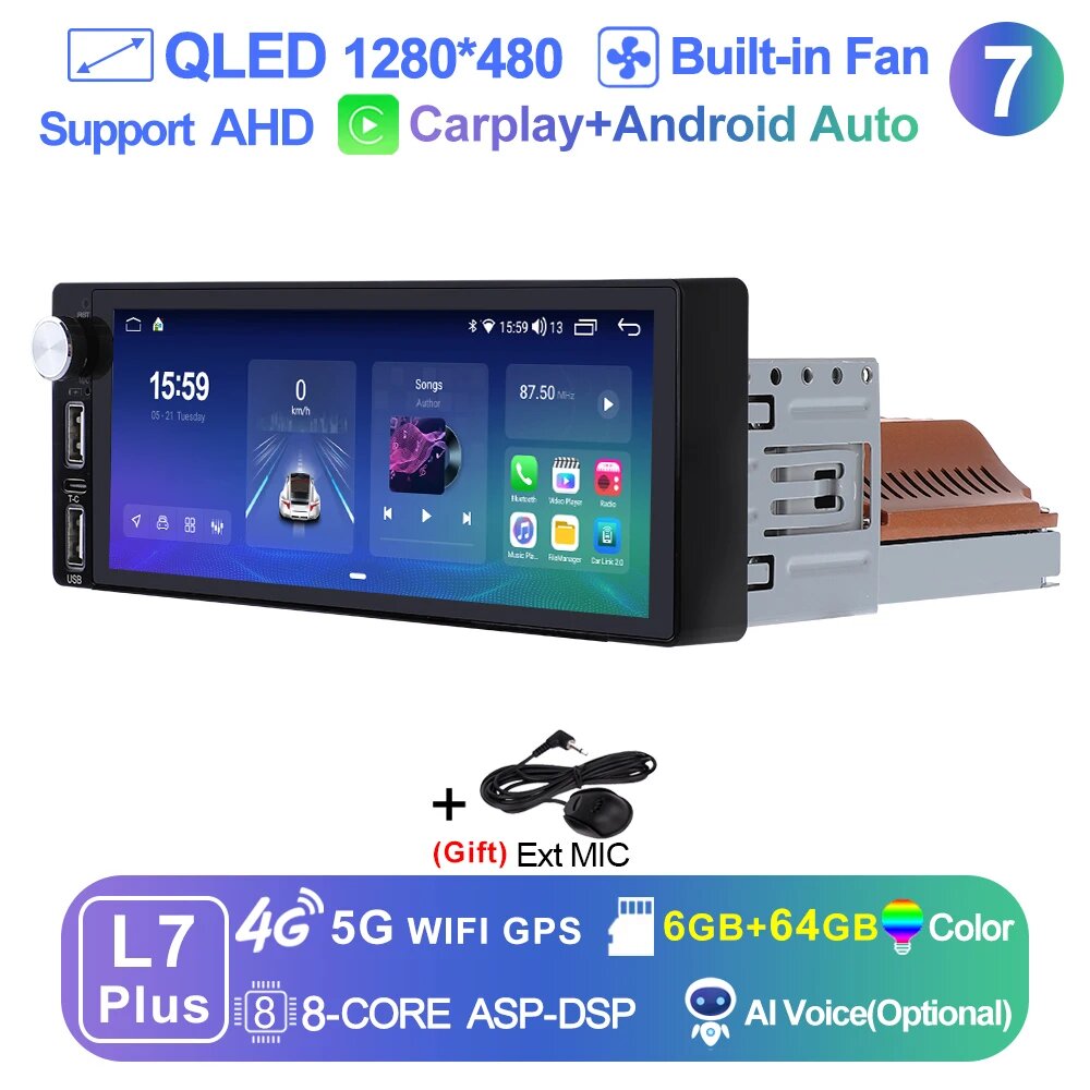 Автомагнитола LEHX Universa 1 Din с 6,9-дюймовым QLED-экраном, Android, 6.9-L7 Plus(6-64G)