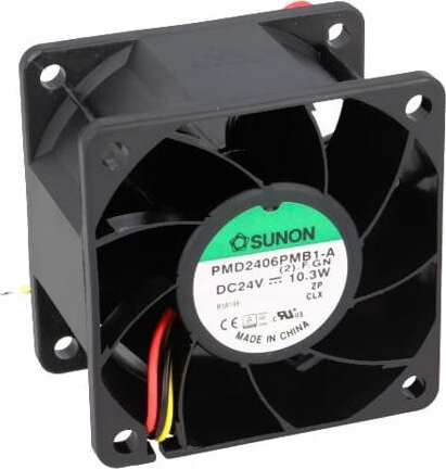 Вентилятор SUNON PMD2406PMB1-A (2). F. GN Вентилятор осевой 24В DC 60x60x38мм подшипник качения 430mА 10.3Вт 8000 об мин 3 провода 1шт
