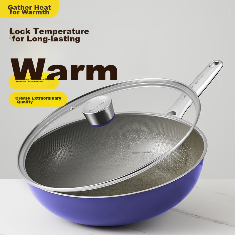 Кухонная сковорода COOKER KING из титана без фторсодержащего покрытия, плоское дно, 32 см Цвет：Сковорода Fengwei из
