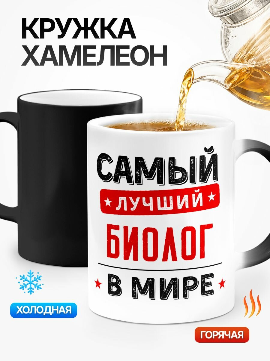 Кружка хамелеон в подарок Лучший Биолог