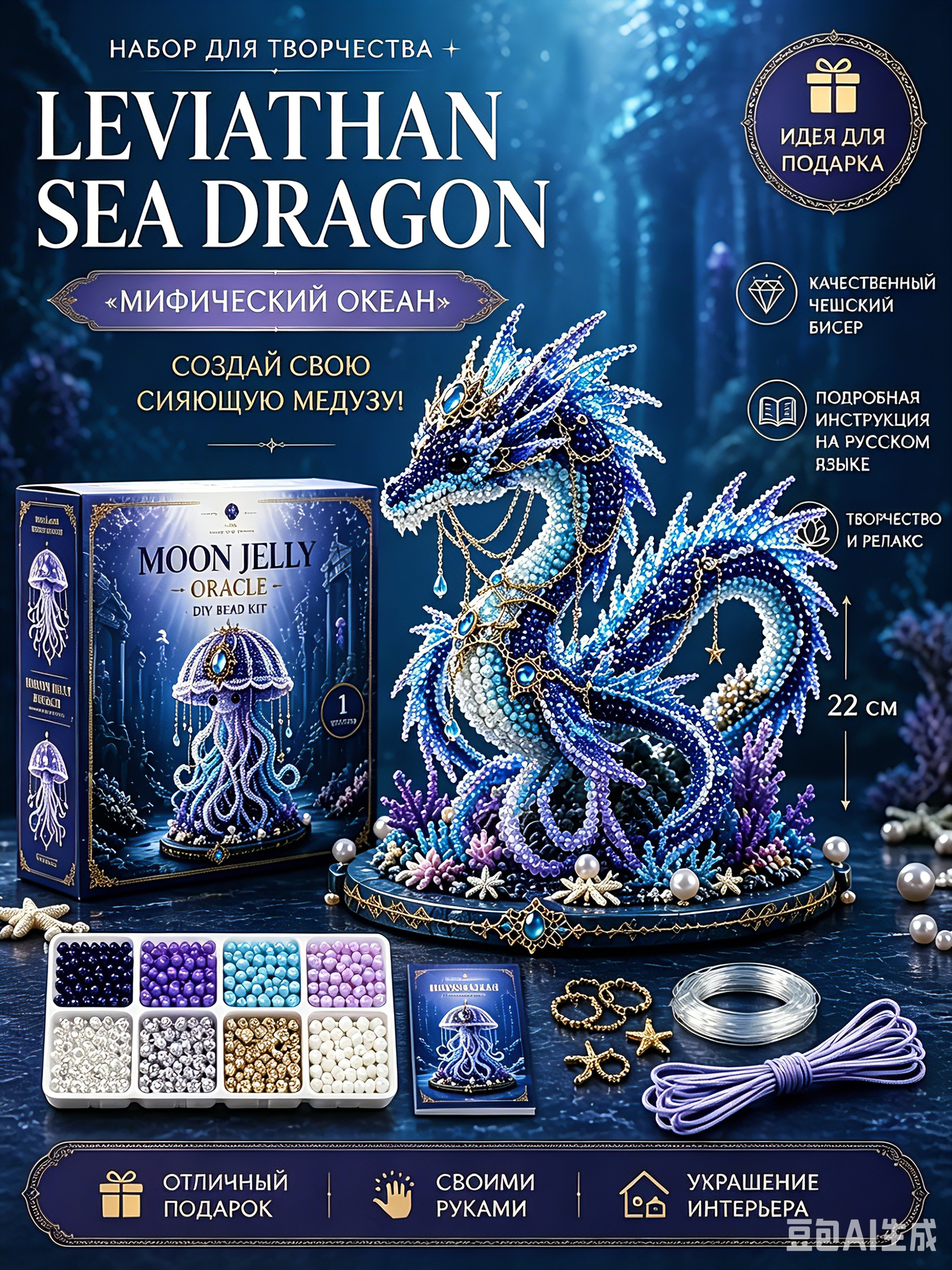 Набор для вышивания бисером Mythical Ocean DIY для начинающих, набор для создания 3D животных из бисера с инструкциями