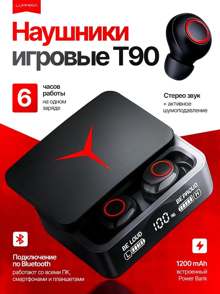 Наушники LUMMIXIA "TWS T90", беспроводные, с шумоподавлением